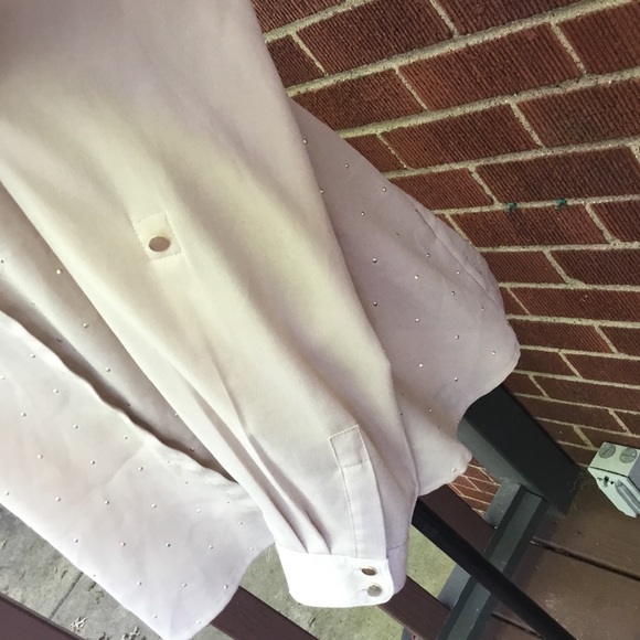 Calvin Klein | Tops | Calvin Klein Tan Blouse With Gems | Poshmark